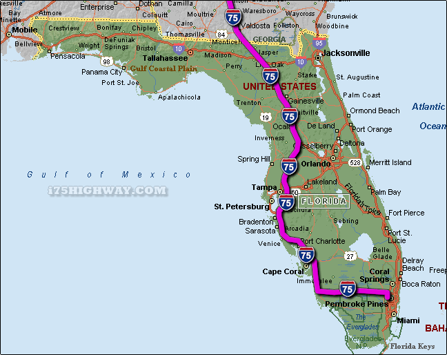 I-75 Florida Map I-75 Florida Map